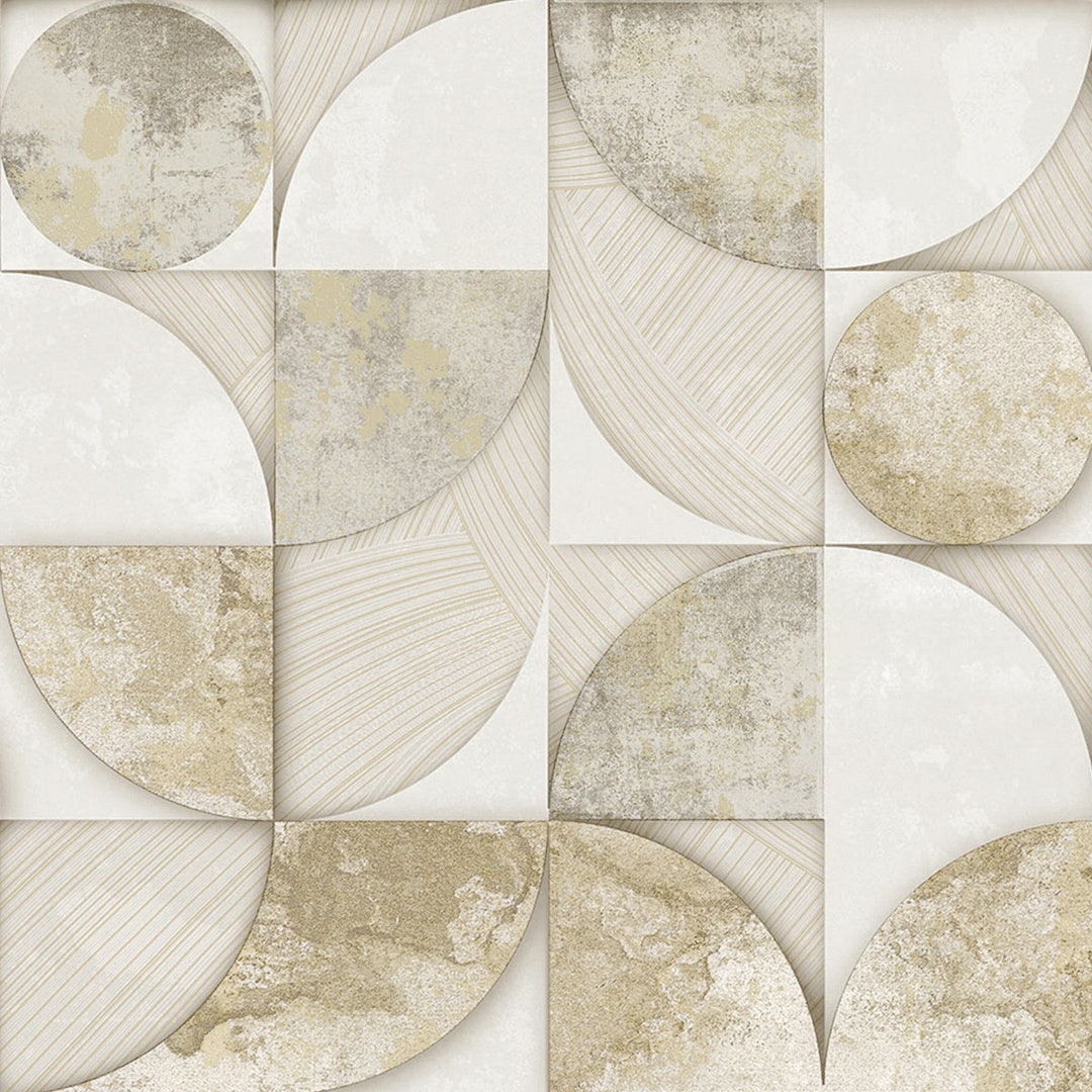 Rustic Geometric Wallpaper, Modern Stone Wall 3D Wallpaper - Beige ...