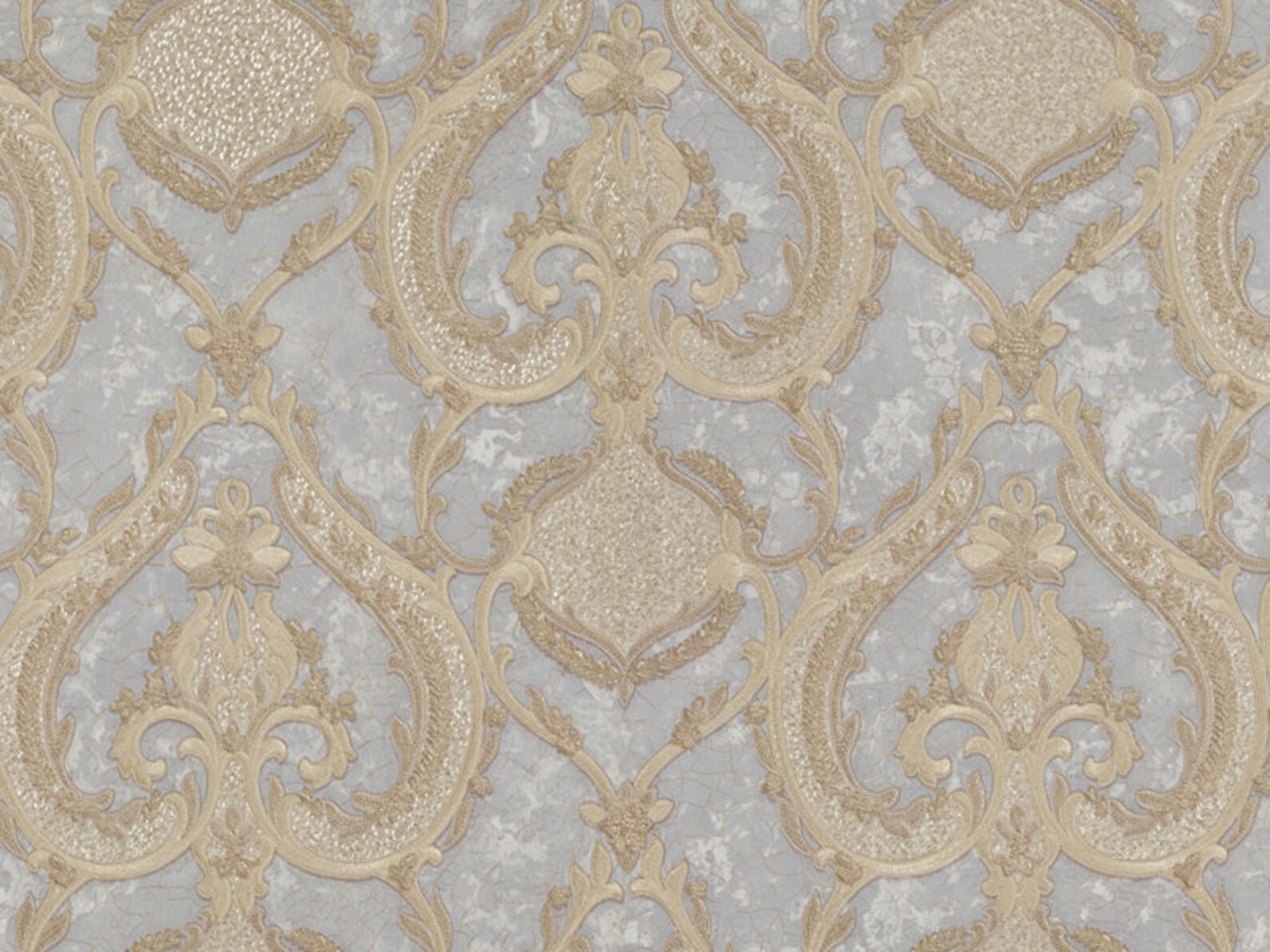 Gold Embroidered Embossed Damask Vinyl Wallpaper 3D Embossed Metallic ...