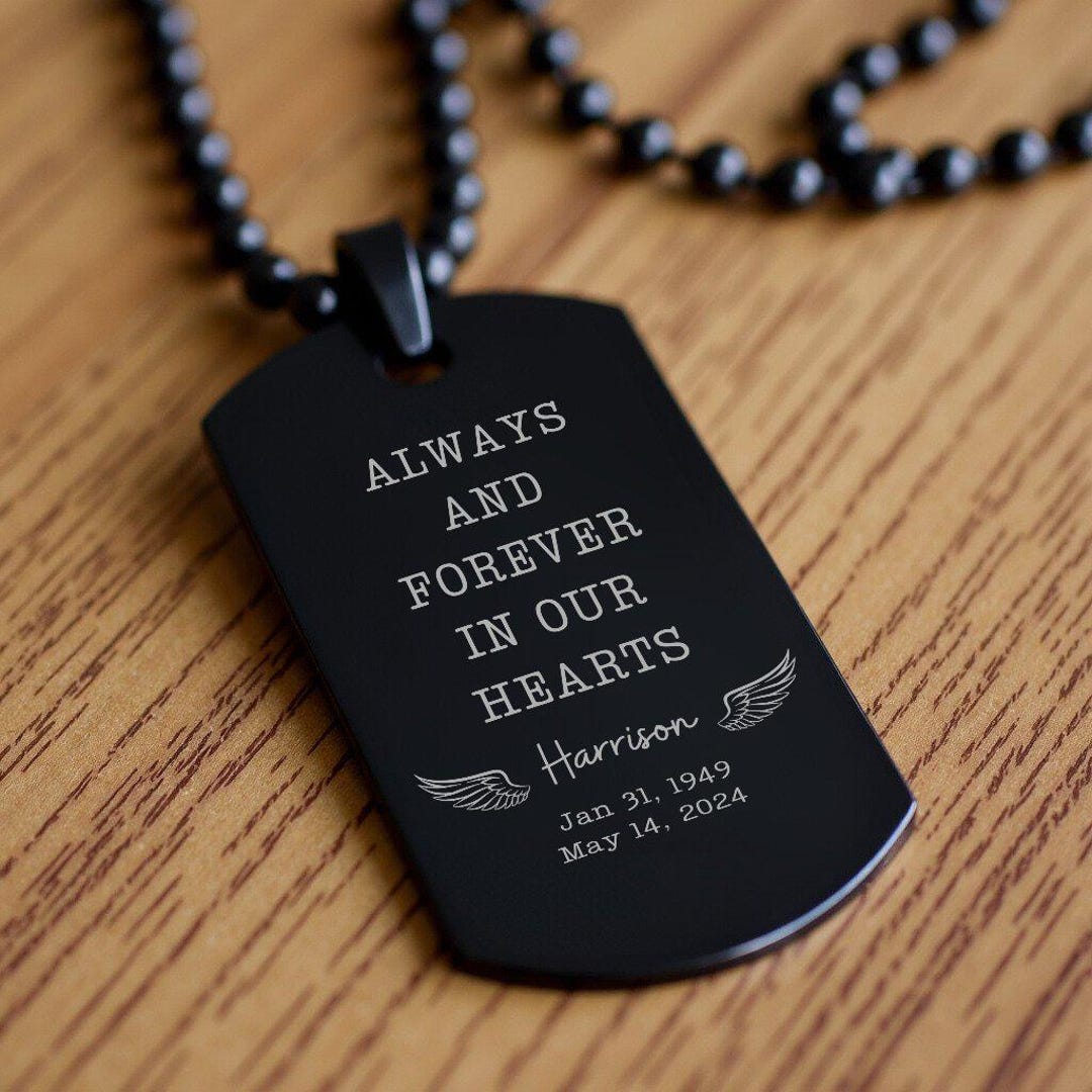 Personalized Memorial Dog Tag Necklace, Always and Forever in Our ...