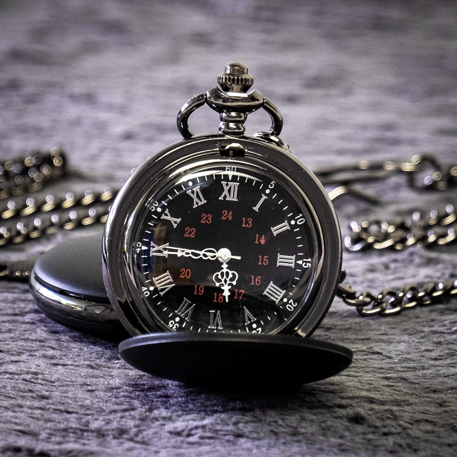 Personalized Bible Verse Pocket Watch Black Engraved Custom Scripture ...