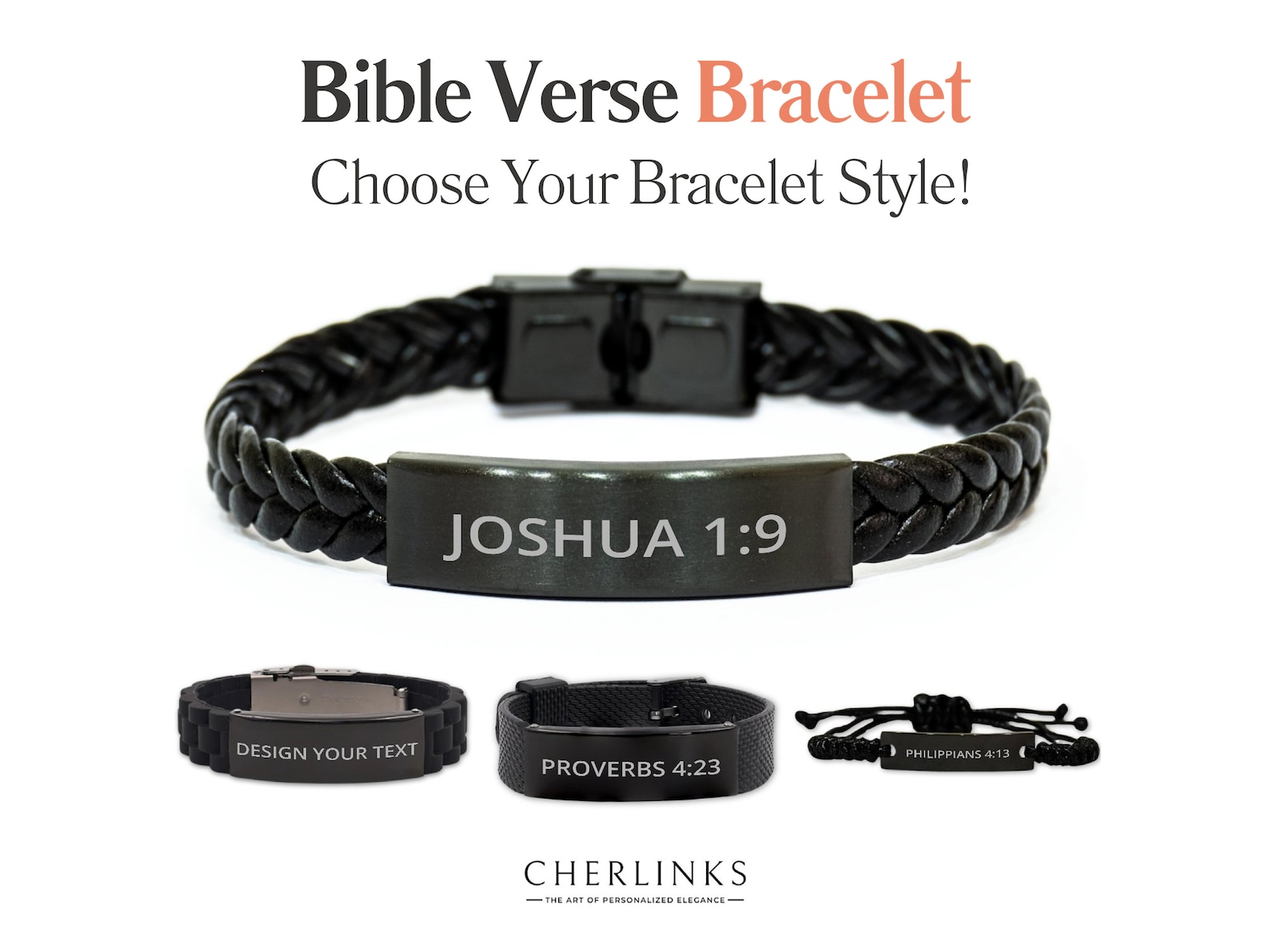 Personalized Bible Verse Bracelet | Custom Black Bracelet | Mens Womens ...