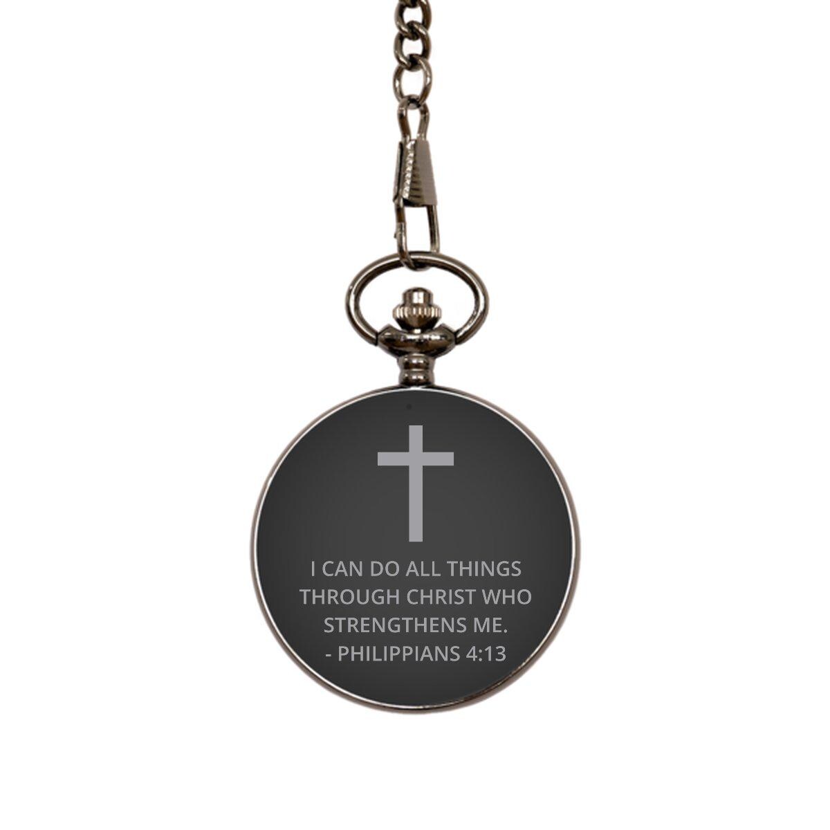 Personalized Bible Verse Pocket Watch Black Engraved Custom Scripture ...