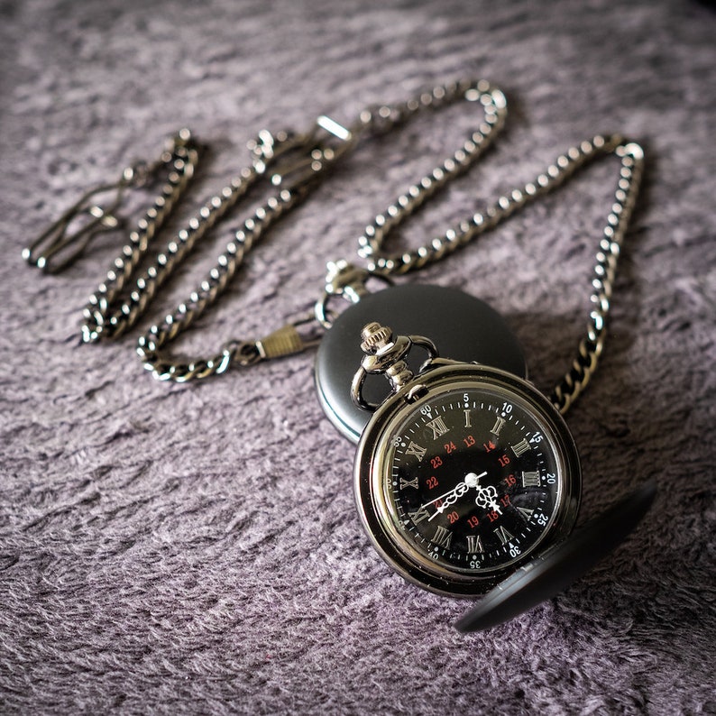 Personalized Bible Verse Pocket Watch Black Engraved Custom Scripture ...