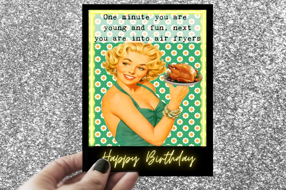 Card6-funny Birthday Card-funny Card for Her-greeting Card-retro Card-vintage Card-best Friend ...