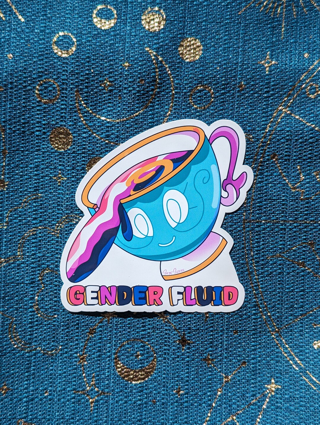 Sinistea - Gender Fluid - 3x3 Inch Glossy Sticker or Fridge Magnet ...