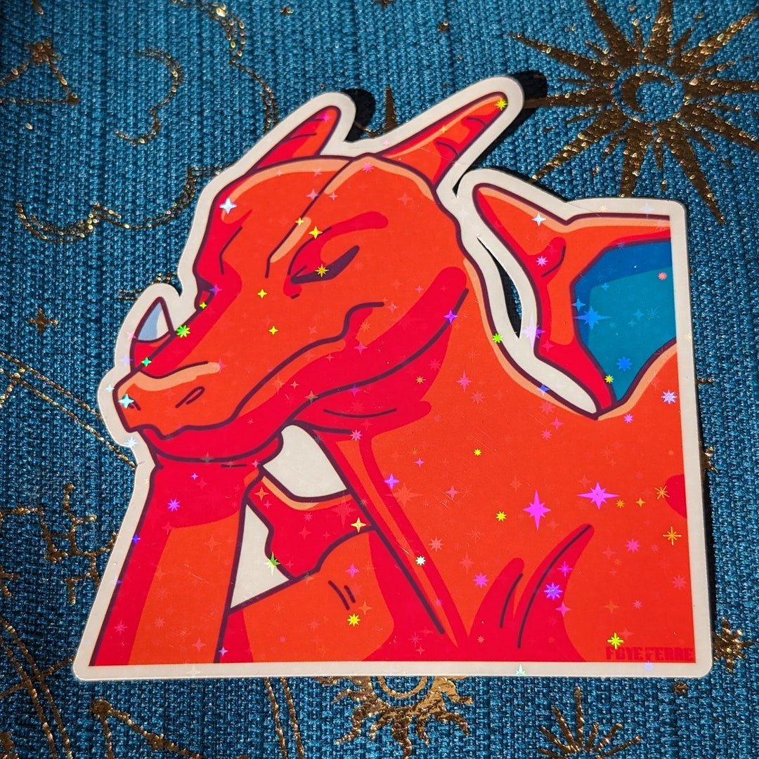 Lazy Charizard Decal Glossy Sparkly Waterproof Sticker 3.95x3.77 Inch ...