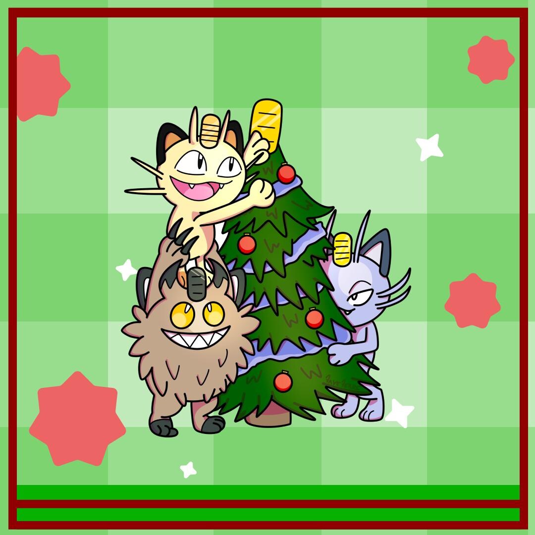 Meowth Christmas Tree 3-inch Waterproof Sticker - Etsy