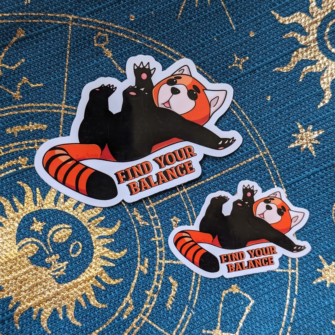 Red Panda Vinyl Waterproof Sticker - Try to Find Your Balance ...