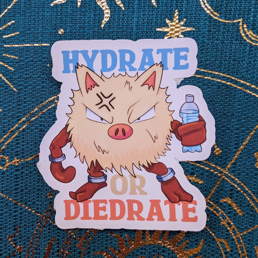 Primeape Hydrate or Diedrate Vinyl Sticker Drink Water Reminder ...