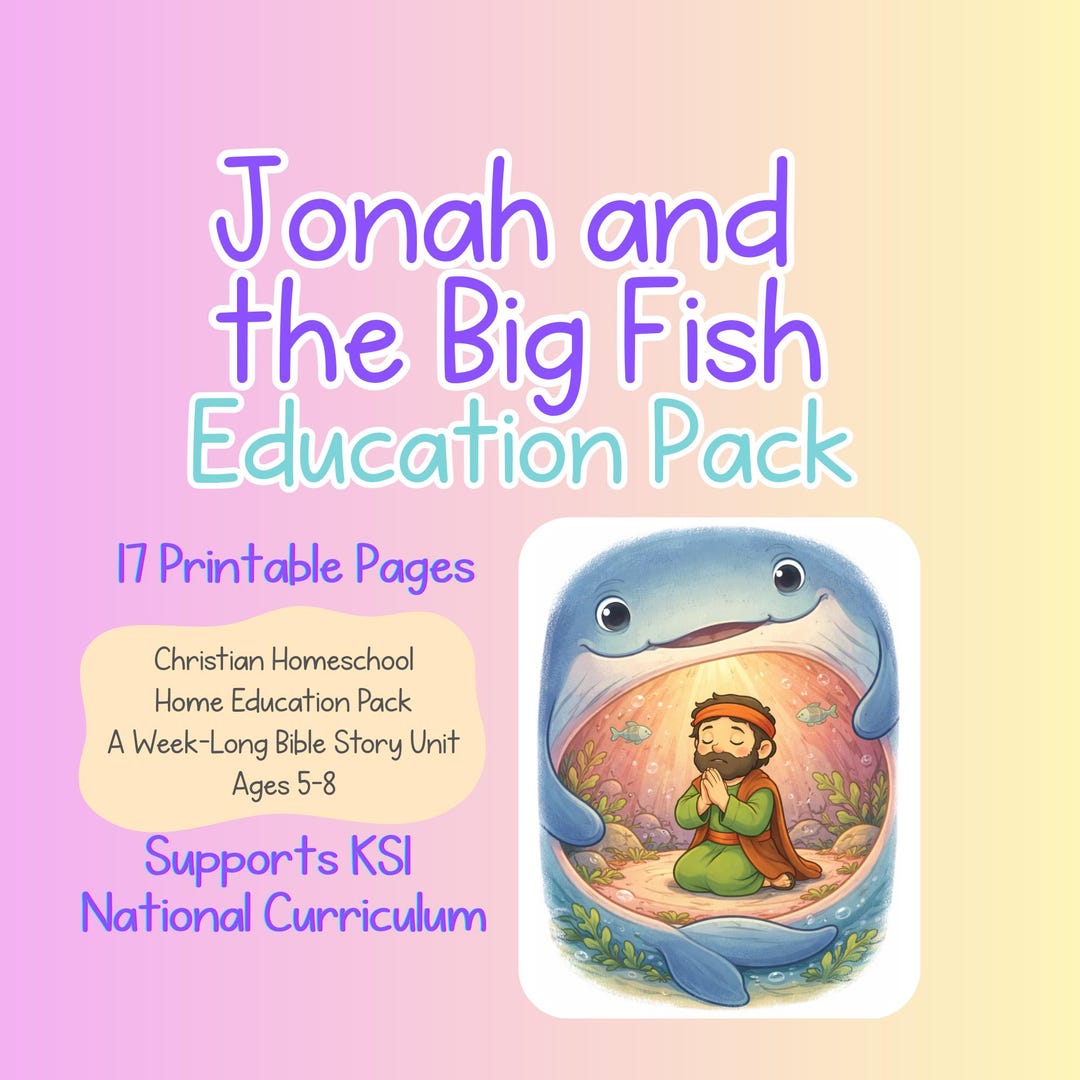 Jonah and the Big Fish KS1 Bible Lesson Pack | Christian Homeschool ...