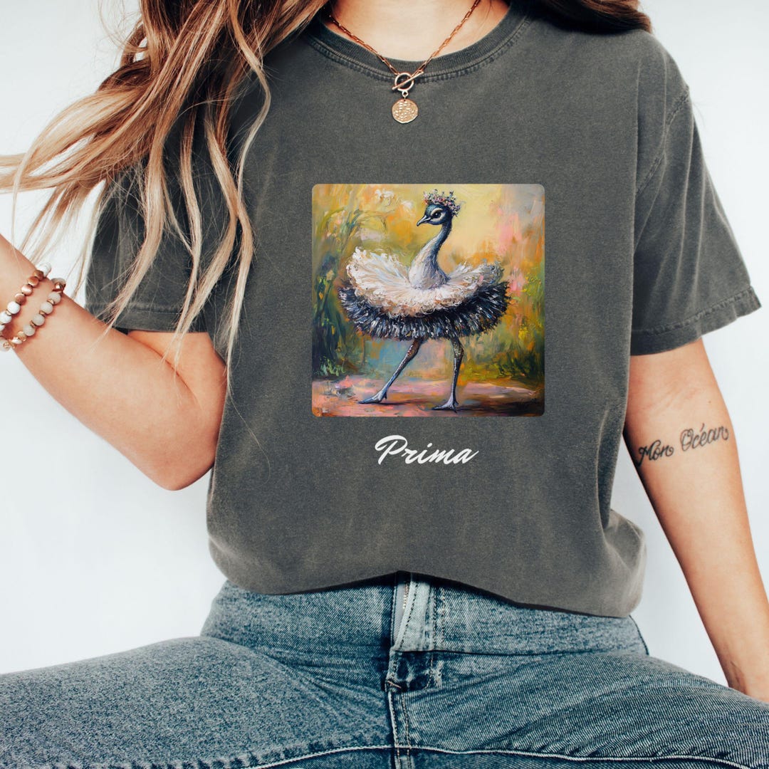 Emu Dancing T-shirt, Prima Ballerina Watercolor Tee, Retro Comfort ...