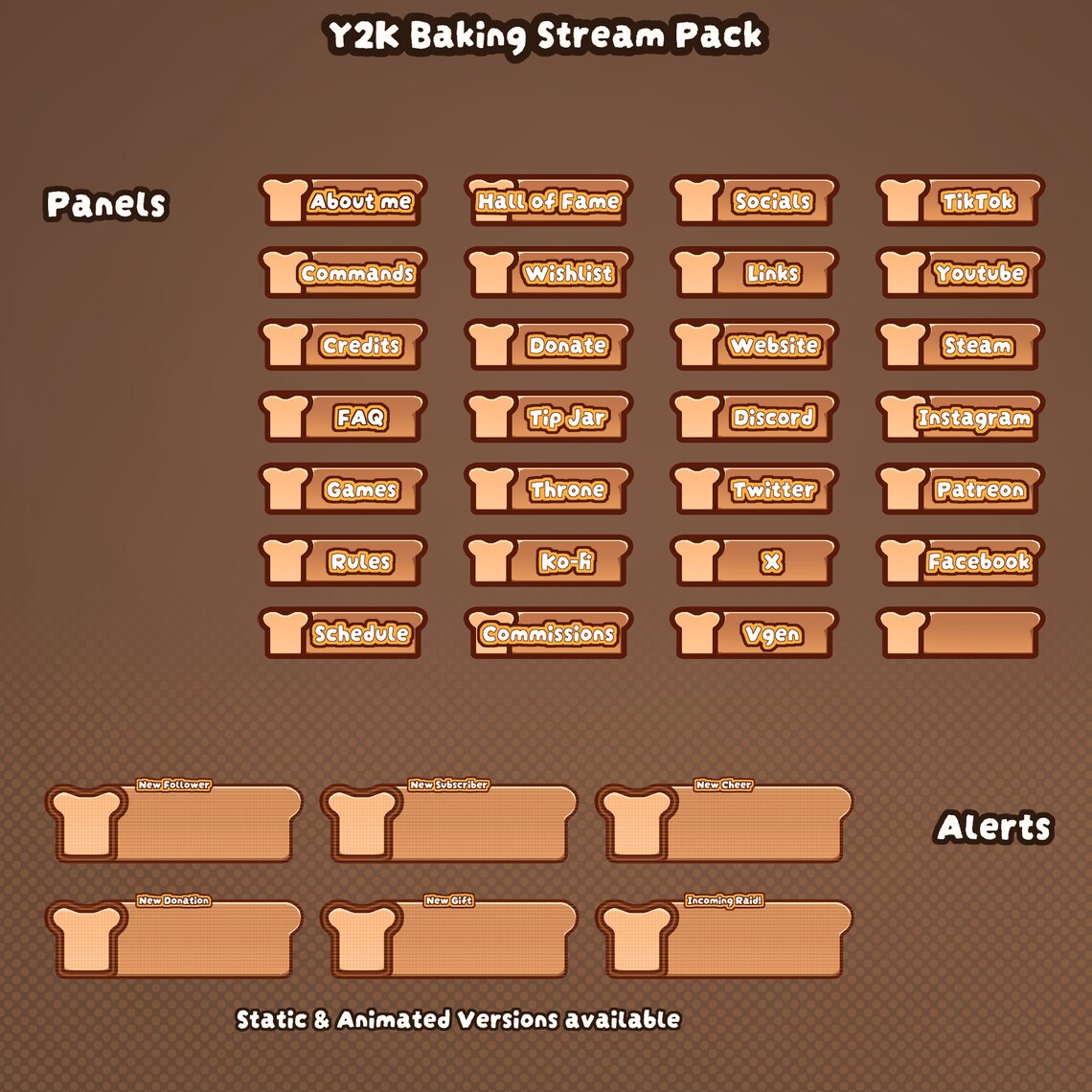 Pixelated Baking Stream Pack: Animated Overlays & Panels (digital ...