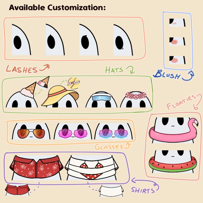 Customizable Summer Ghost Vtuber Model: Premade LIVE2D Avatar - Etsy