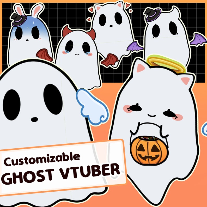 Customizable Ghost Vtuber - LIVE2D | Model/avatar | Premade | Ready to ...