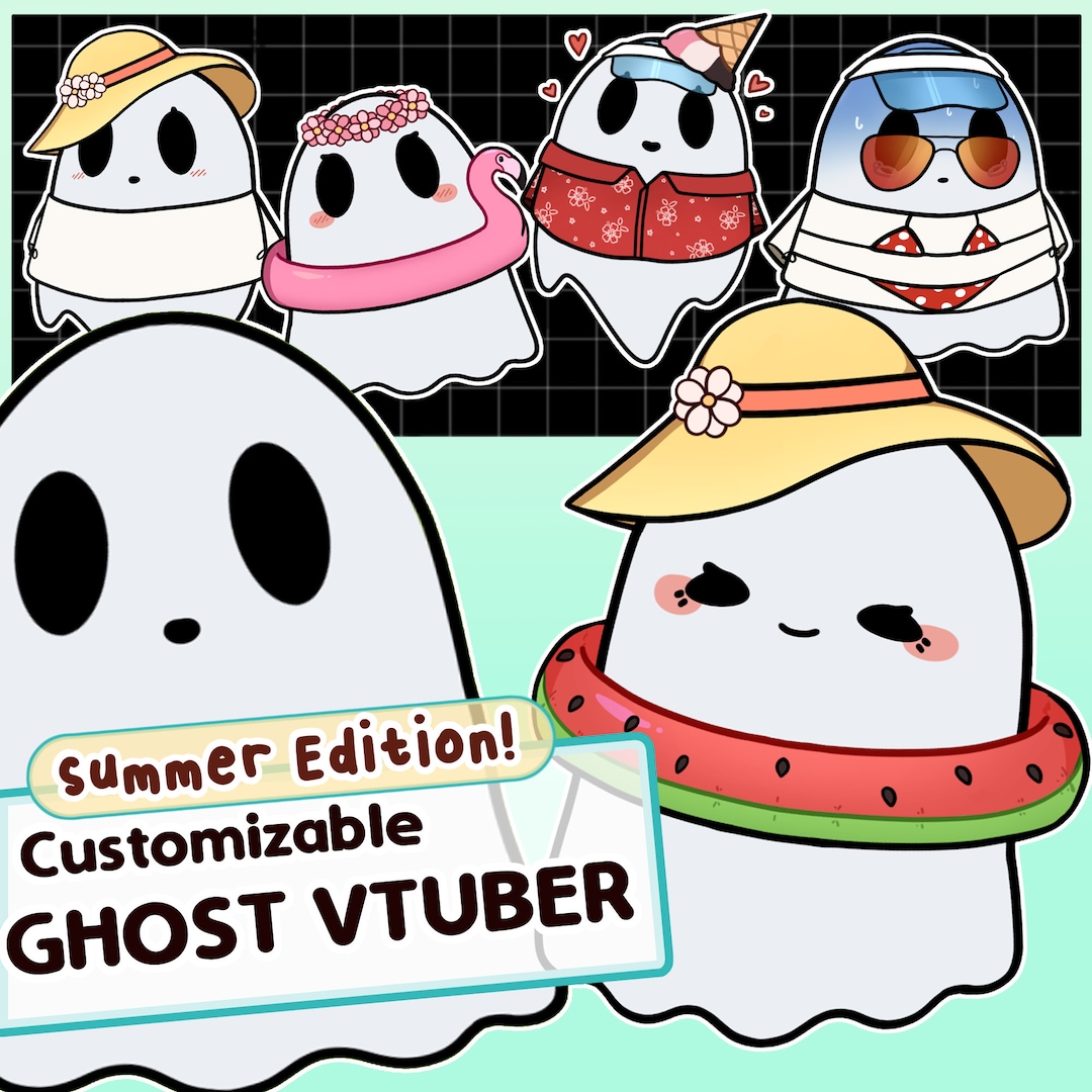Customizable Summer Ghost Vtuber Model: Premade LIVE2D Avatar - Etsy