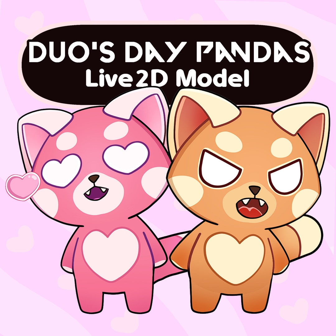Duo Pandas Live2d Vtuber Model: Pink & Orange, Ready to Use - Etsy