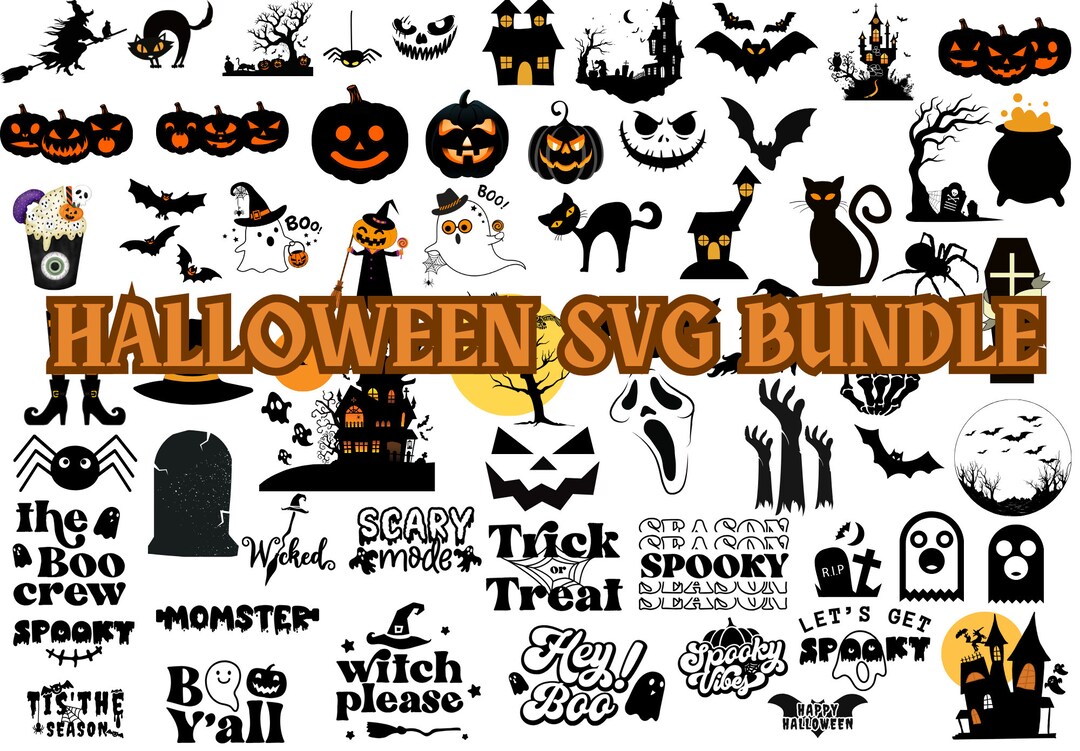 Halloween SVG Bundle Halloween Svg Black Silhouette - Etsy