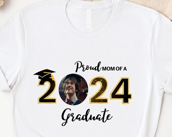 Personalized Photo Graduation Shirts, Photo Graduation Shirt, Proud Mom of a 2024 Graduate ...