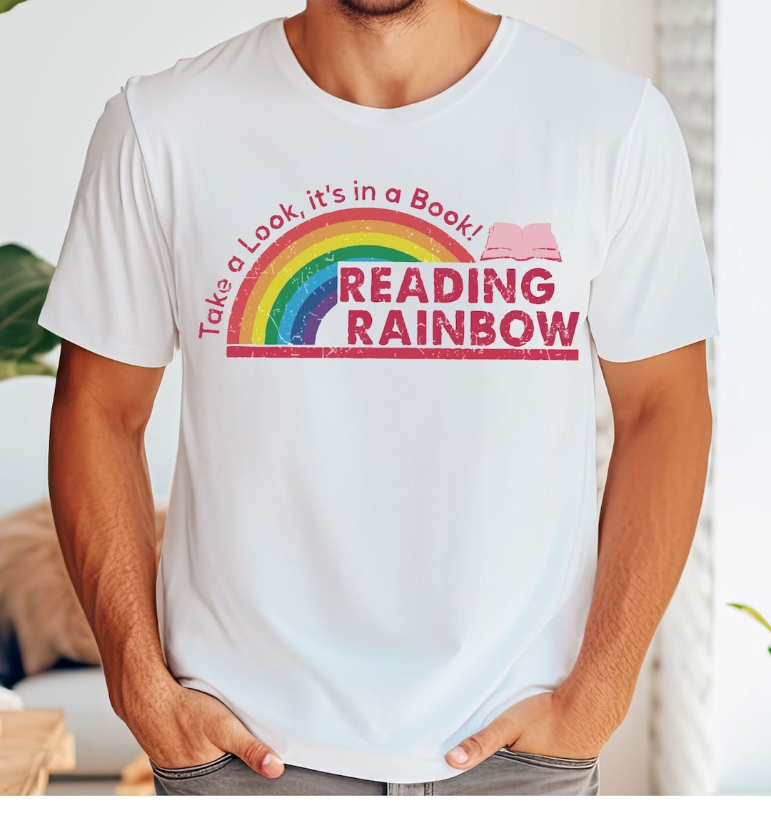 Reading Rainbow Shirt, Retro Bookworm Tee, Teacher Gift - Etsy