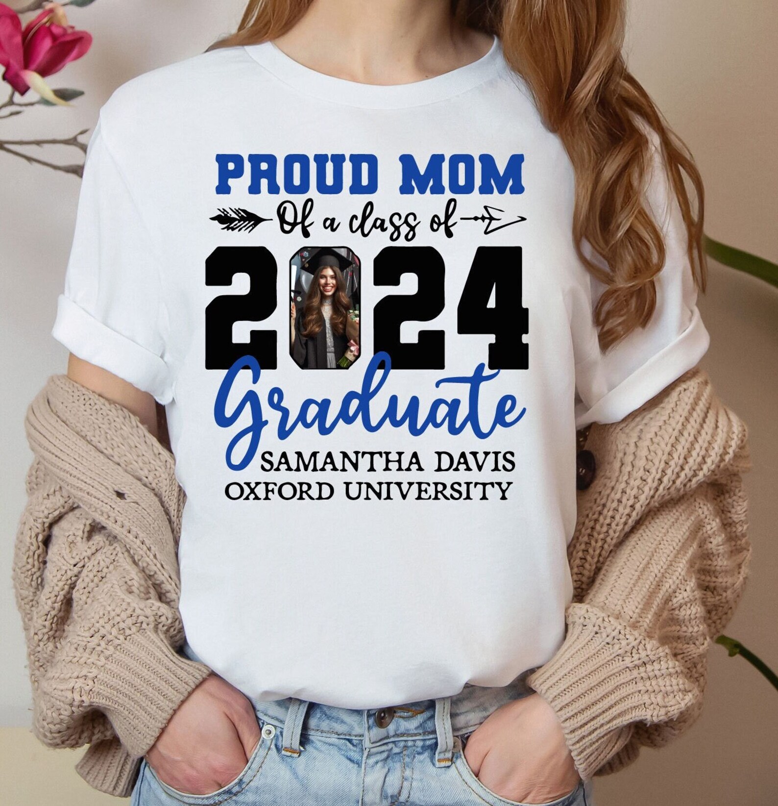 Proud Mom of 2024 Graduate Shirt, Custom Photo Graduation Shirt, Proud ...