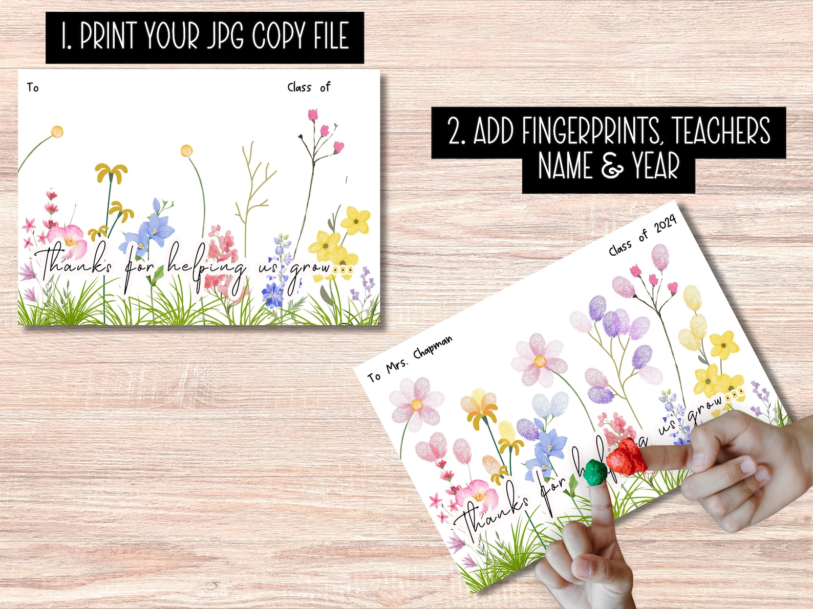 Teacher Appreciation Fingerprint Art Gift From Students Thank You ...