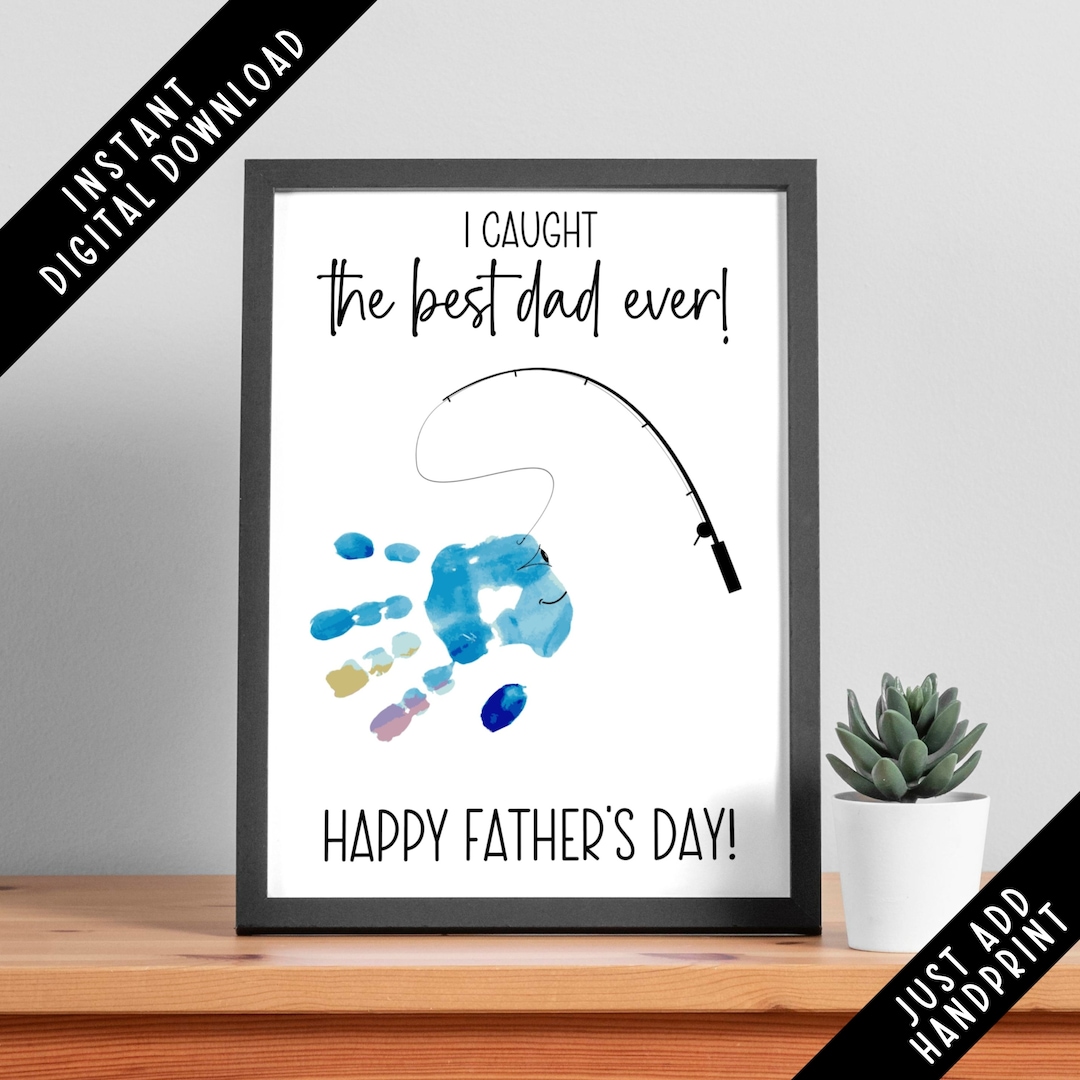 Fathers Day Fishing Handprint Art | Printable Handprint Gift for Dad ...
