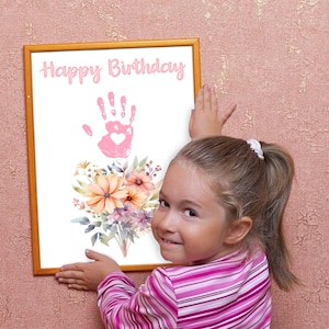 Happy Birthday Handprint Art Printable | Flower Bouquet Handprint ...