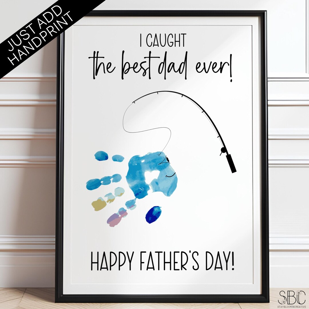 Fathers Day Fishing Handprint Art | Printable Handprint Gift for Dad ...