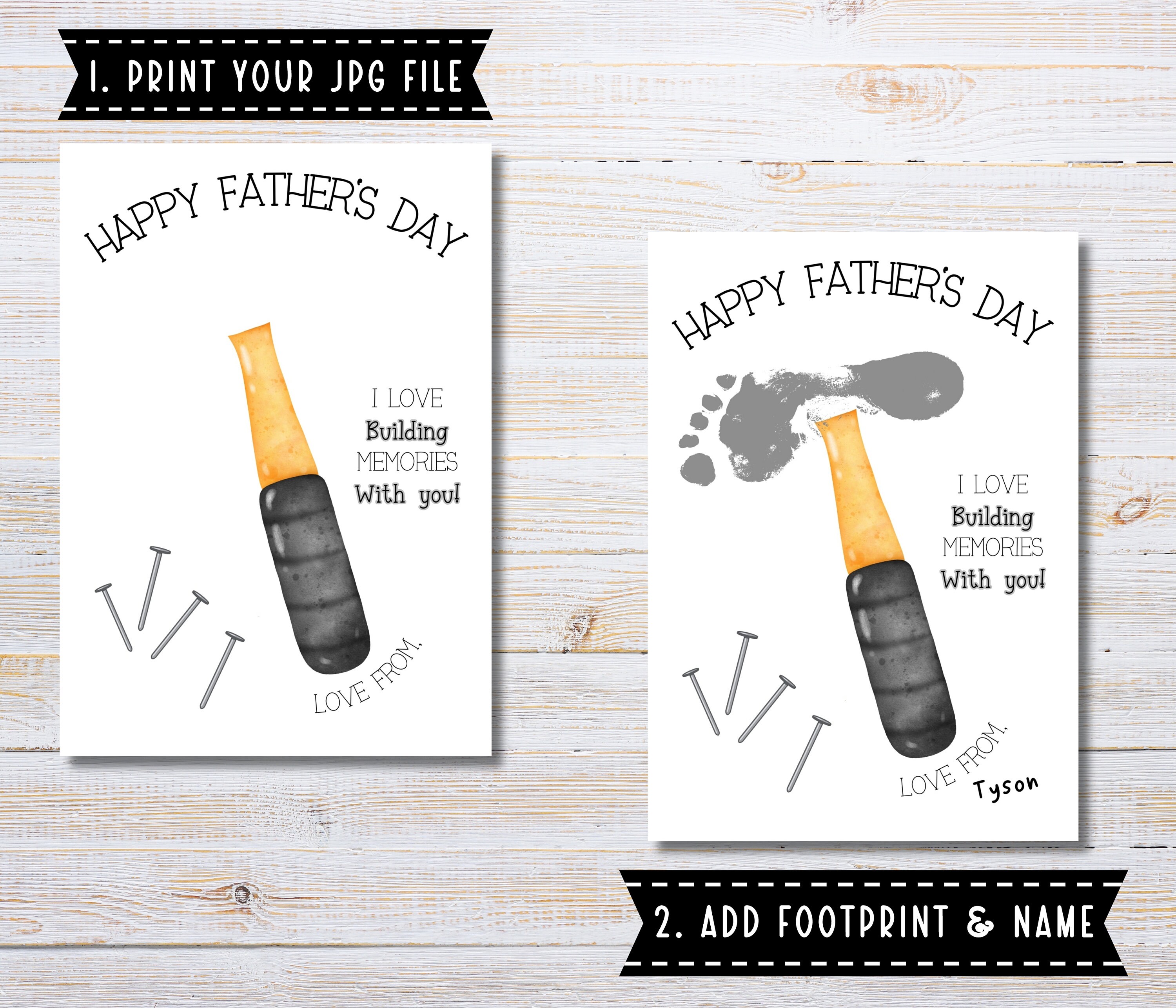 Happy Father's Day Footprint Art Gift for Dad DIY Kids Craft Printable ...