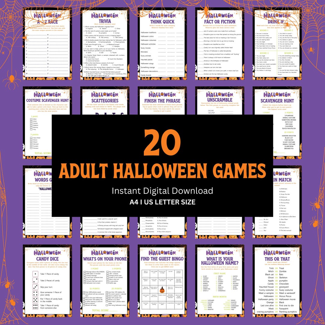 Halloween Party Games: Printable Adult Trivia, Scavenger Hunt and More ...