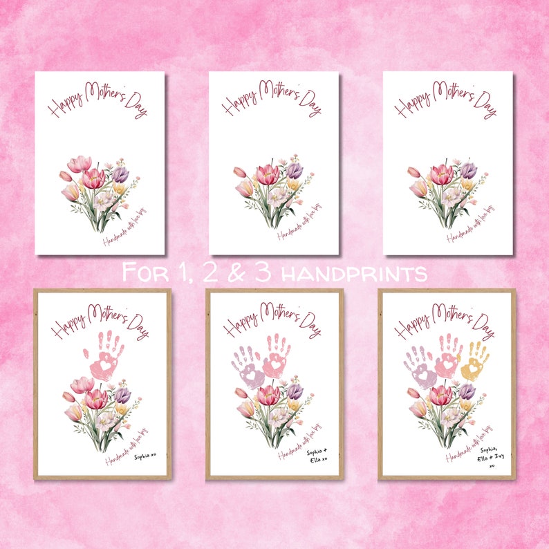 Happy Mother's Day Handprint Art Gift for Mom Handprint Flower Bouquet ...