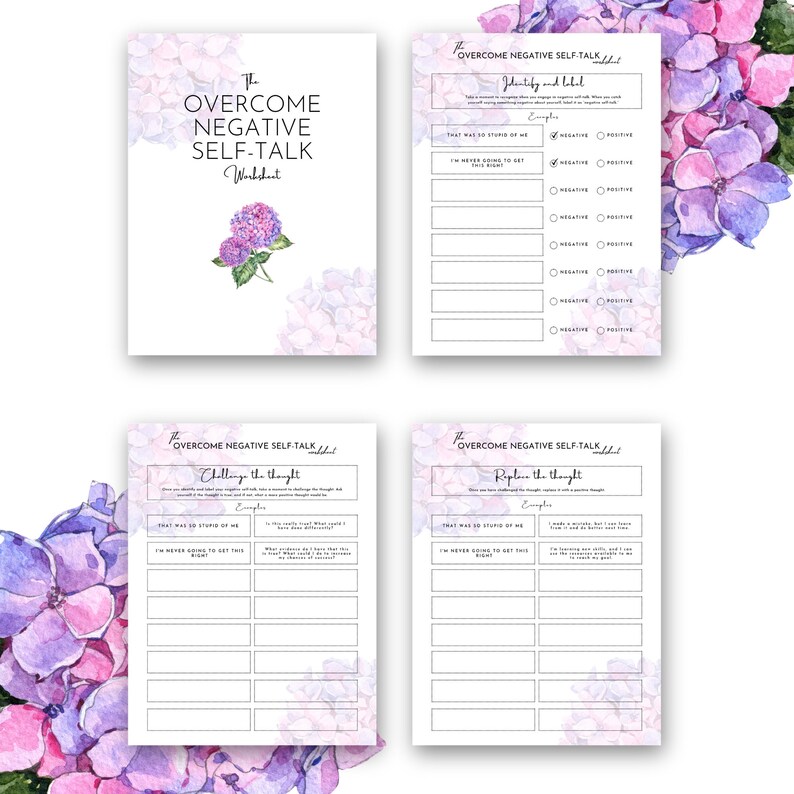 Overcome Negative Self Talk Worksheet Self Help Workbook Inner Critic ...