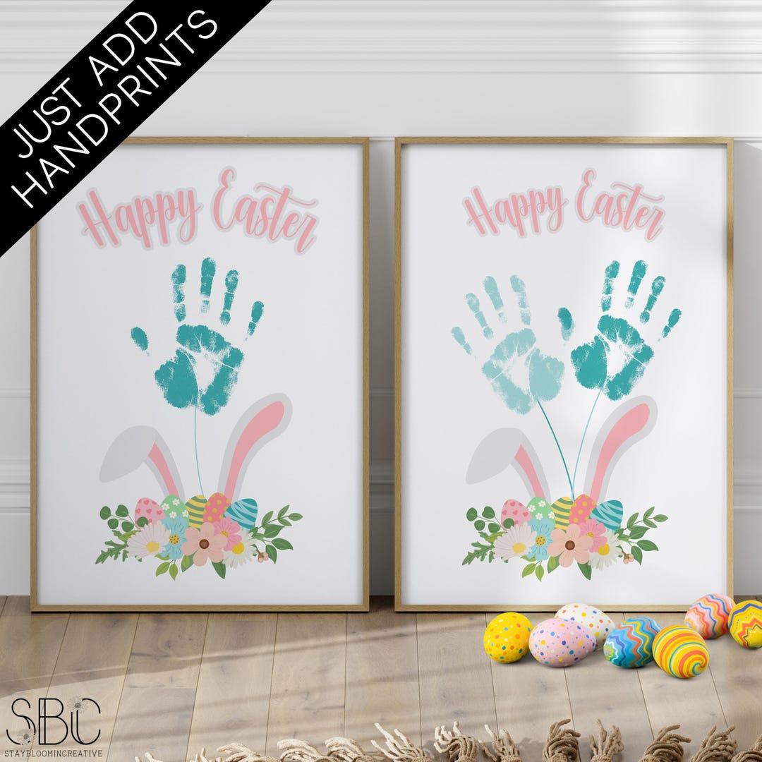 Happy Easter Handprint Art Printable | DIY Kids Craft | Toddler ...