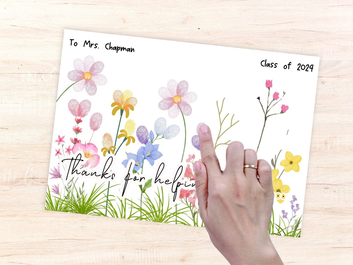 Teacher Appreciation Fingerprint Art Gift From Students Thank You ...