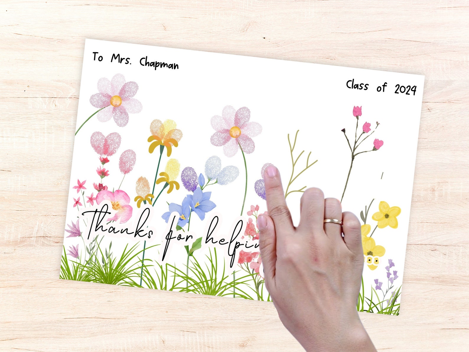 Teacher Appreciation Fingerprint Art Gift From Students Thank You ...