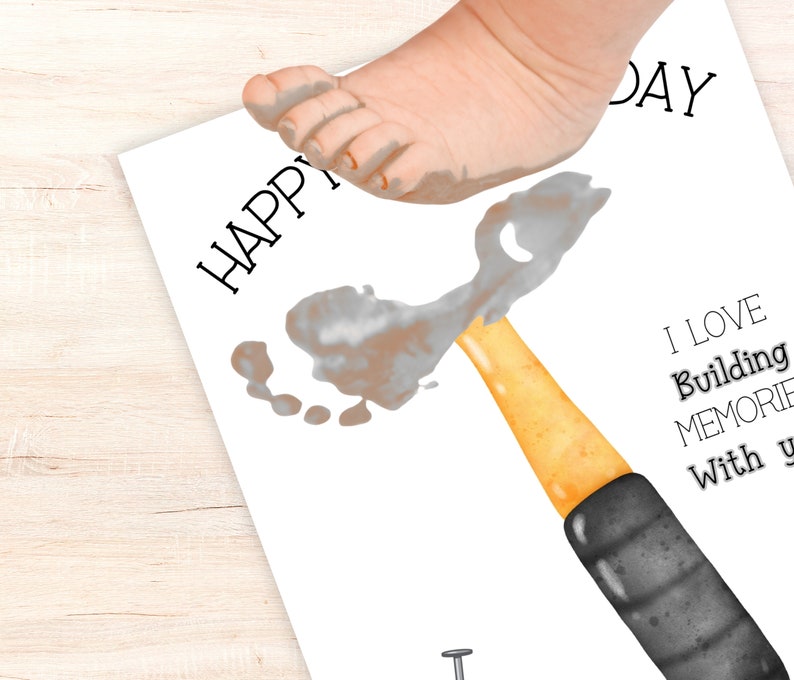 Happy Father's Day Footprint Art Gift for Dad DIY Kids Craft Printable ...