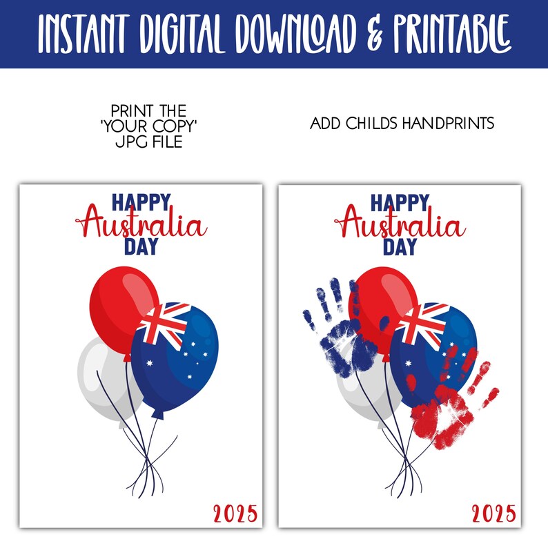 Happy Australia Day Handprint Art | DIY Kids Craft Printable | Instant ...