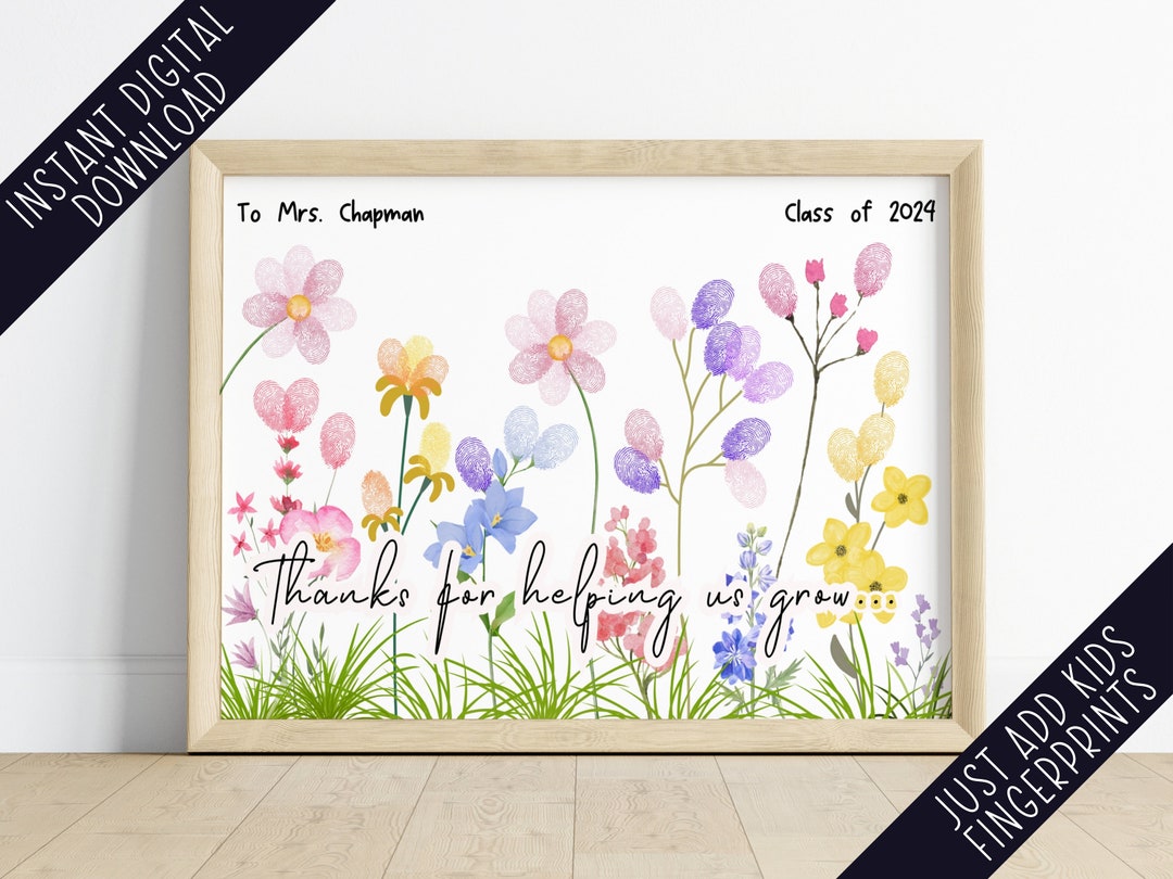 Teacher Appreciation Fingerprint Art Gift From Students | Thank You ...