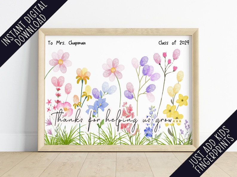 Teacher Appreciation Fingerprint Art Gift From Students | Thank You ...