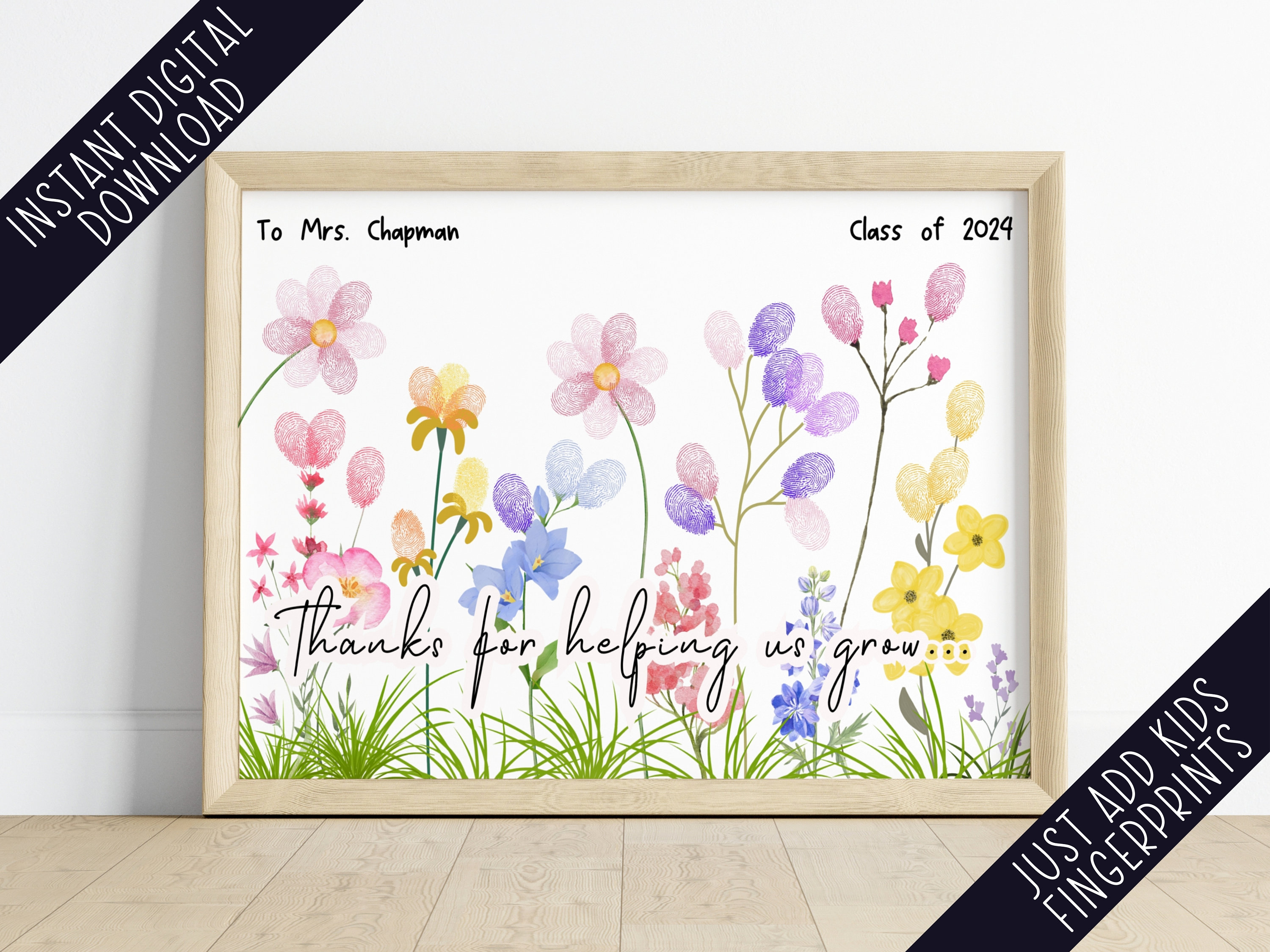 Teacher Appreciation Fingerprint Art Gift From Students | Thank You ...