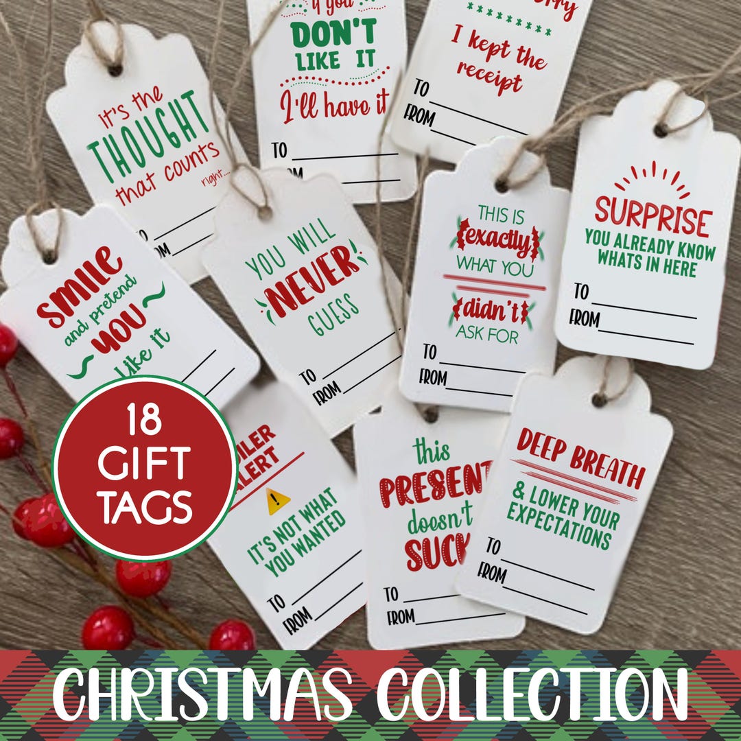 Printable Christmas Gift Tags (funny Sarcastic) Instant Digital ...