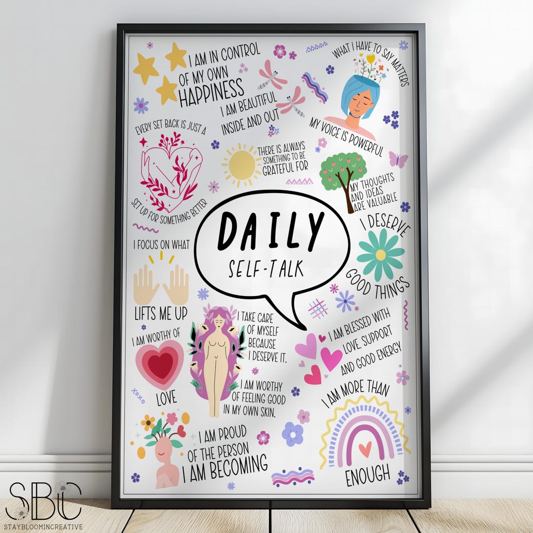 Affirmations Poster | Positive Self Talk Wall Art | Mental Health ...