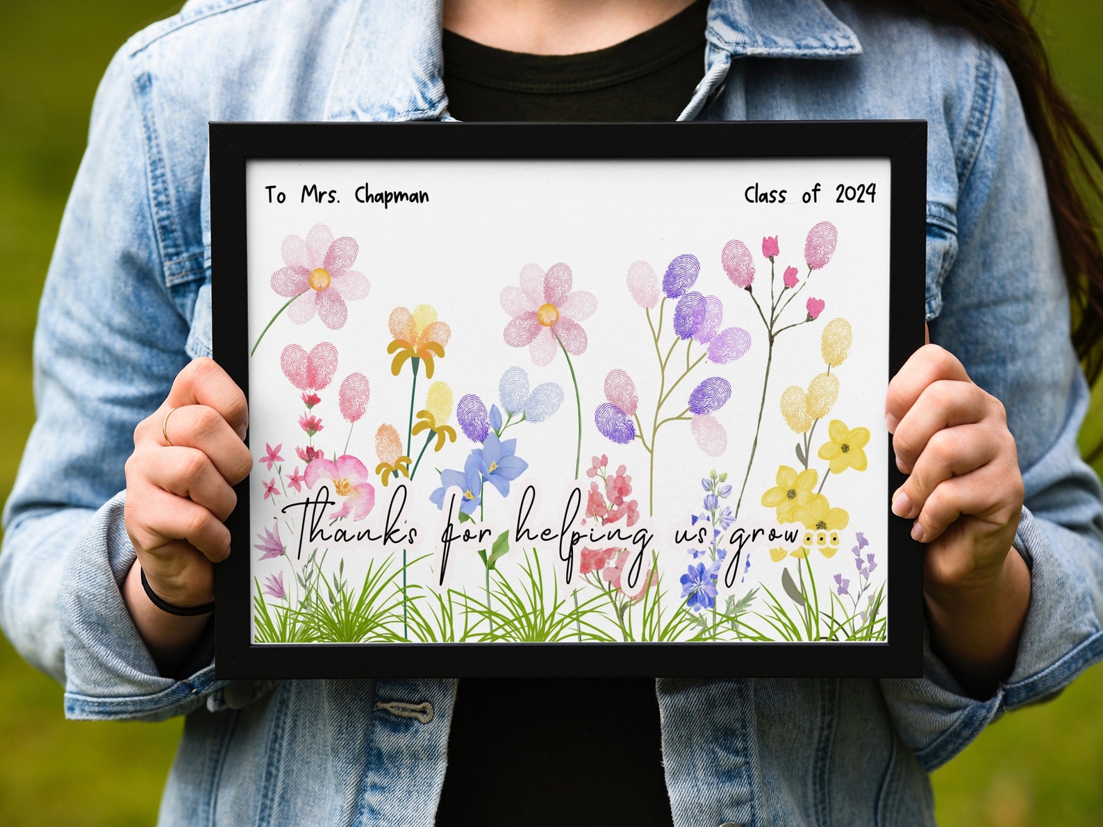 Teacher Appreciation Fingerprint Art Gift From Students Thank You ...