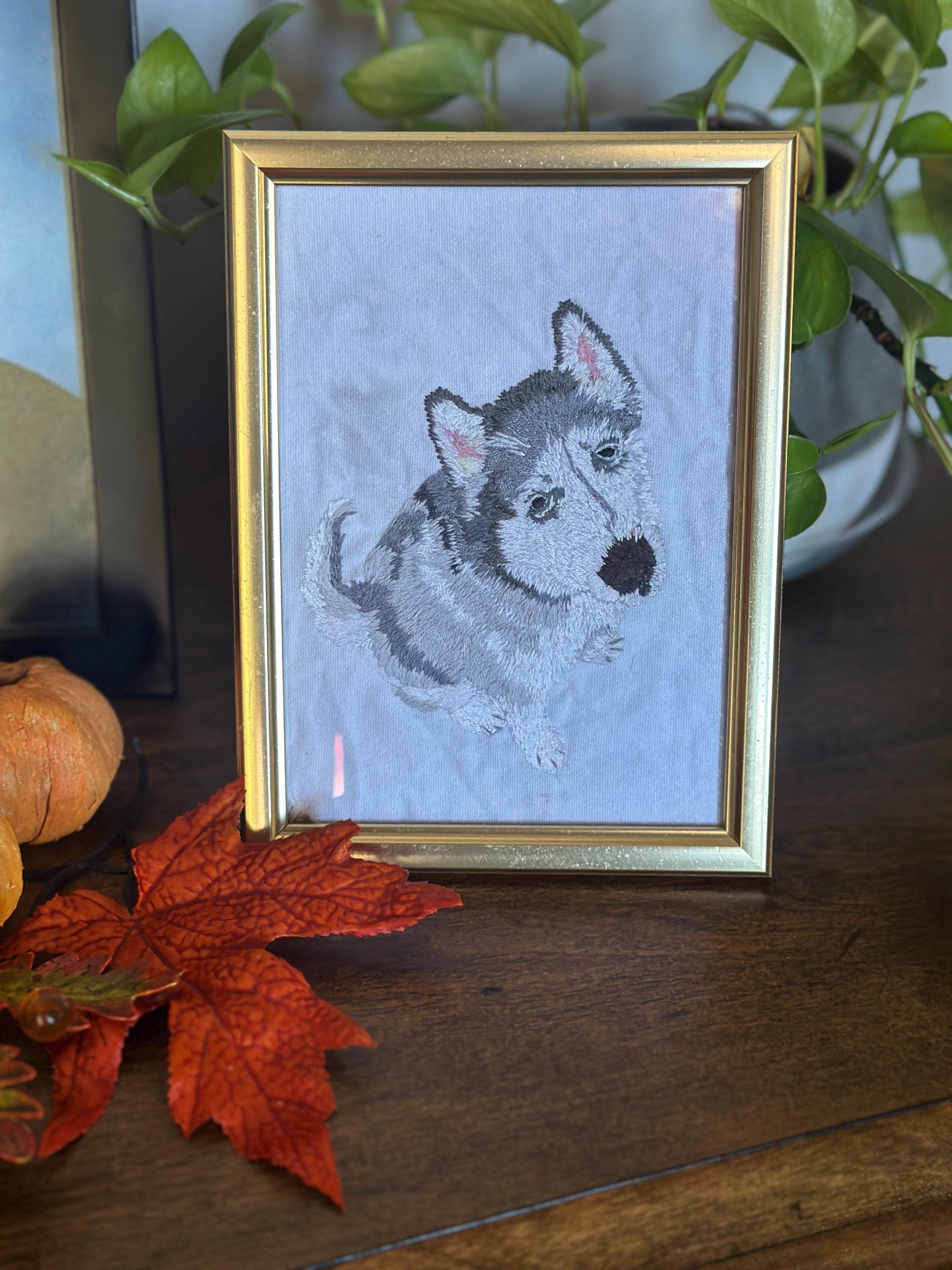 Custom Hand-embroidered Pet Portrait Unique Personalized Art for Pet ...
