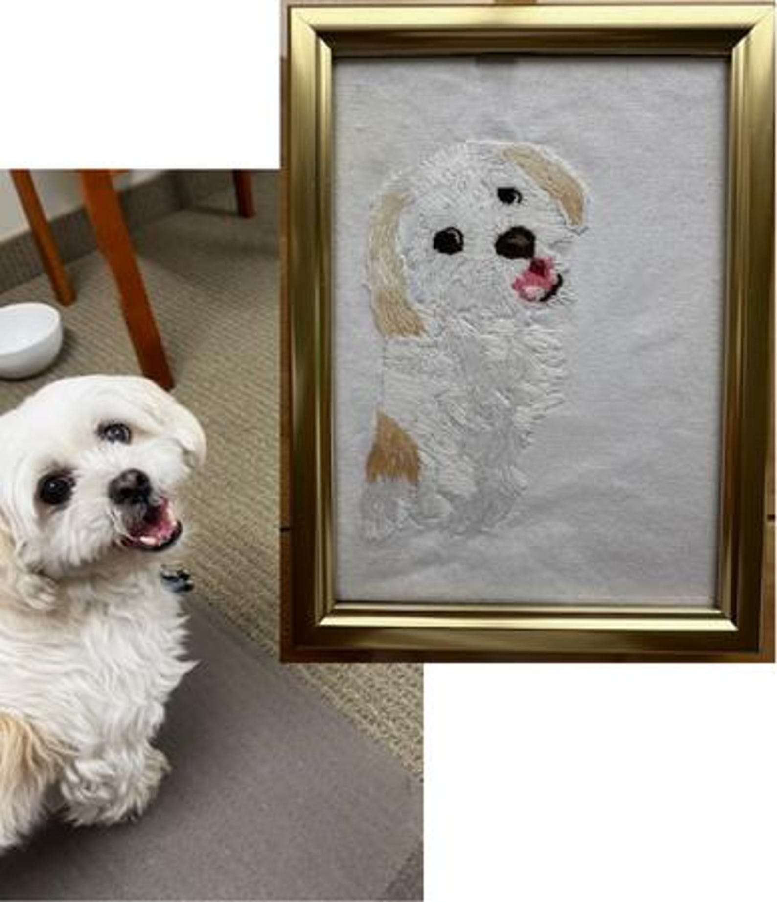 Custom Hand-embroidered Pet Portrait Unique Personalized Art for Pet ...