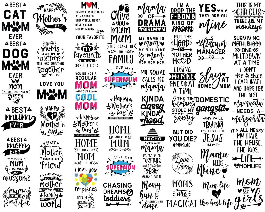 Ultimate Mom Digital Bundle, Mother's Day, Cut File Bundle, Svg, Png ...