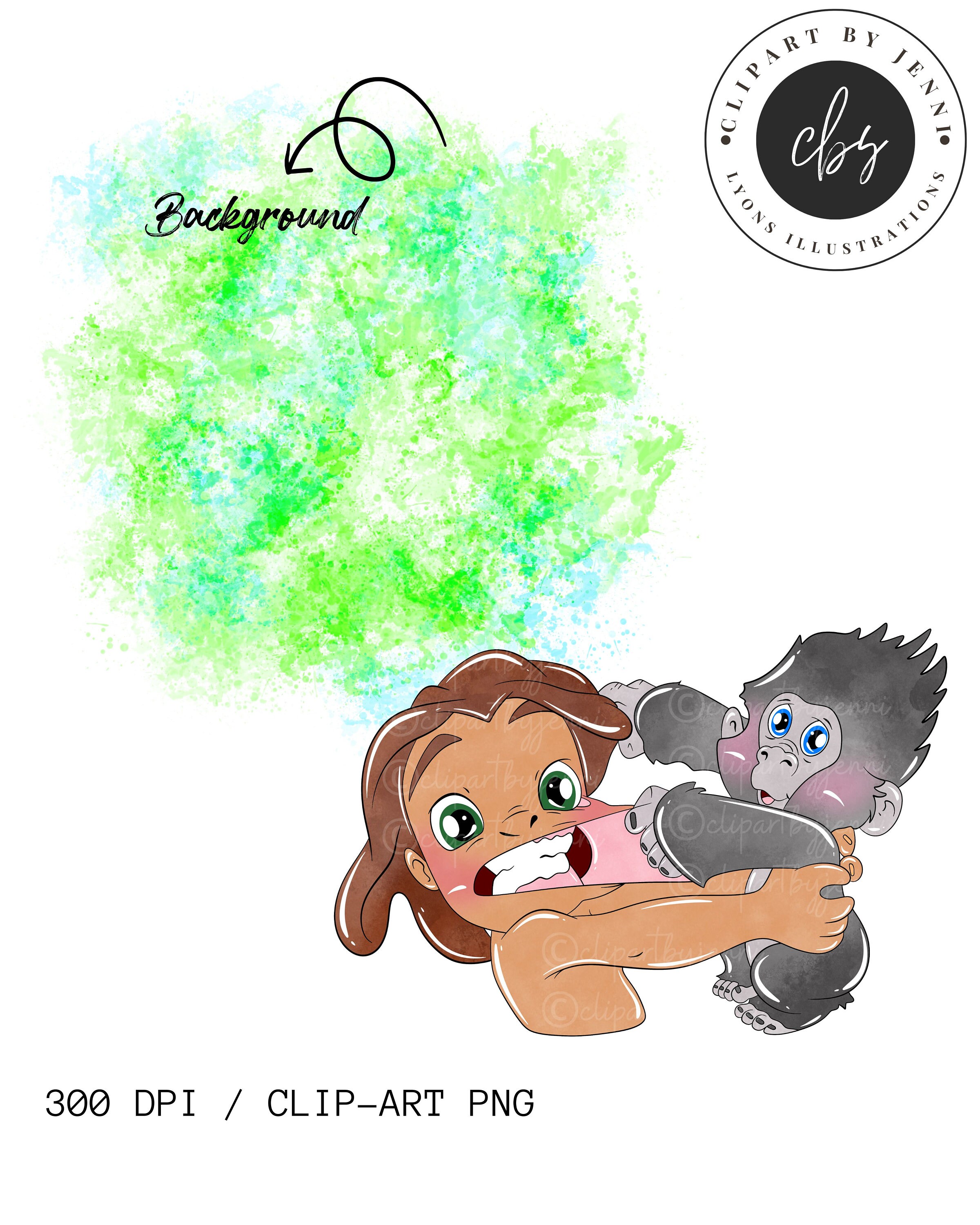 Watercolour Tarzan Terk Clipart / Tarzan Terk PNG Printable / Tarzan ...