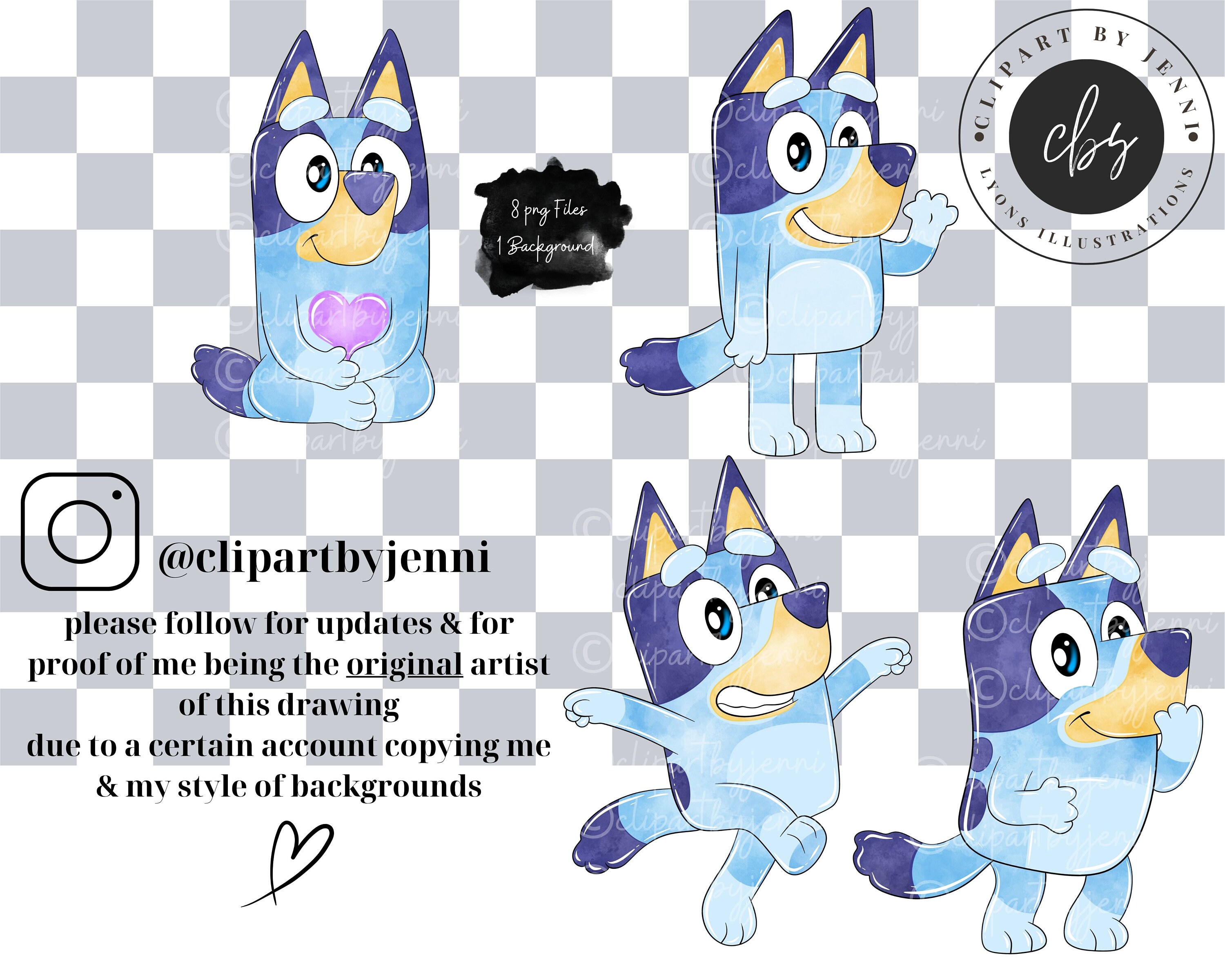 Watercolour Blue Dog Clipart / Blue Dog Tv Show 300 Dpi PNG Digital ...