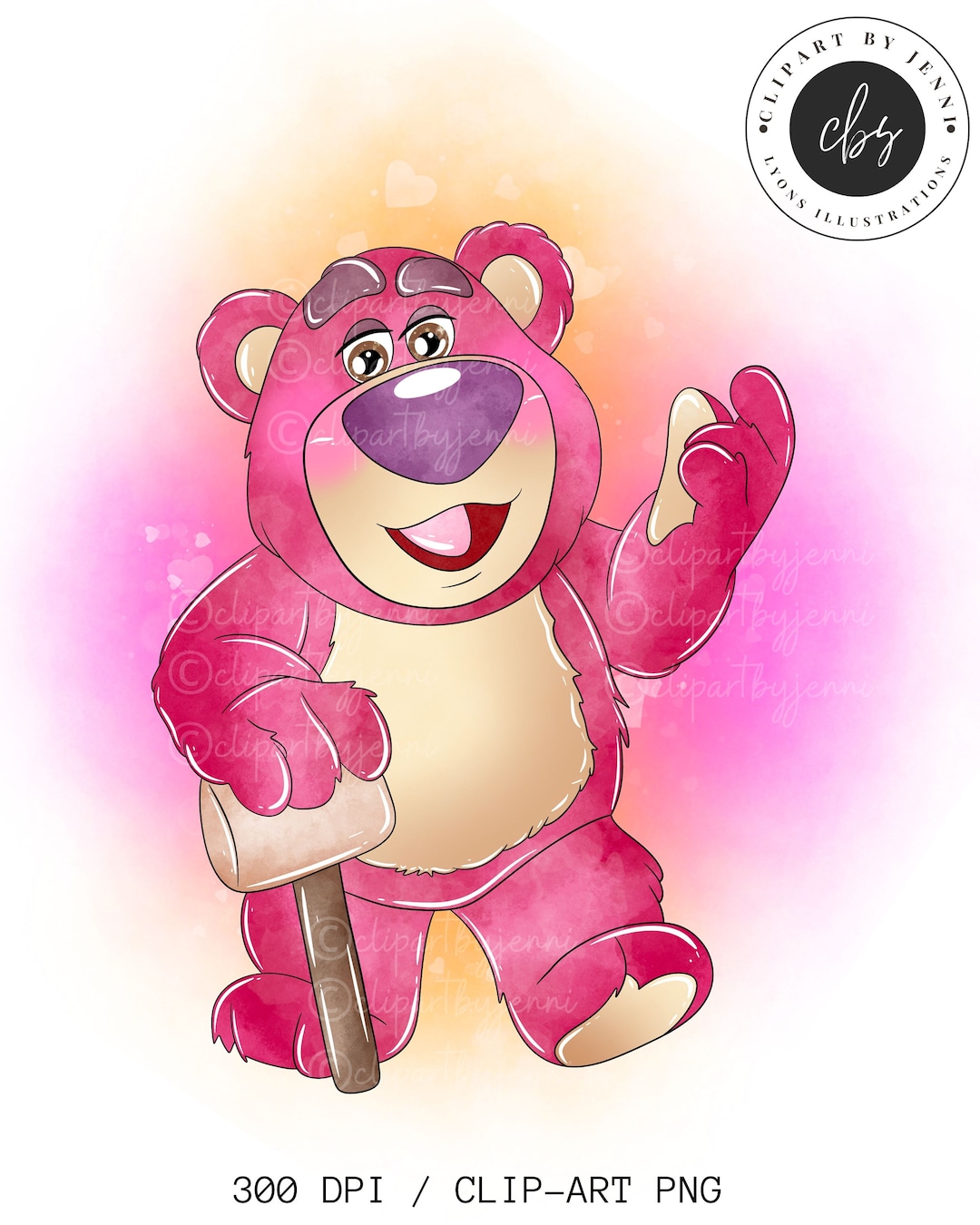 Watercolour Lotso Clipart / Toy Story Lotso PNG 300 Dpi Digial Download ...