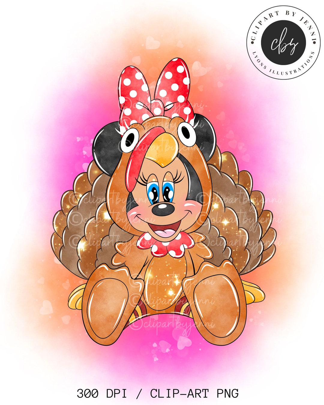 Watercolour Minnie Thanksgiving Clipart / Minnie Thanksgiving Turkey ...